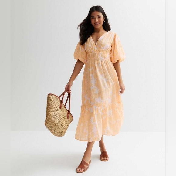 New Look | Dresses | Nwt New Look Floral Print Cotton Sundress In Coral ...